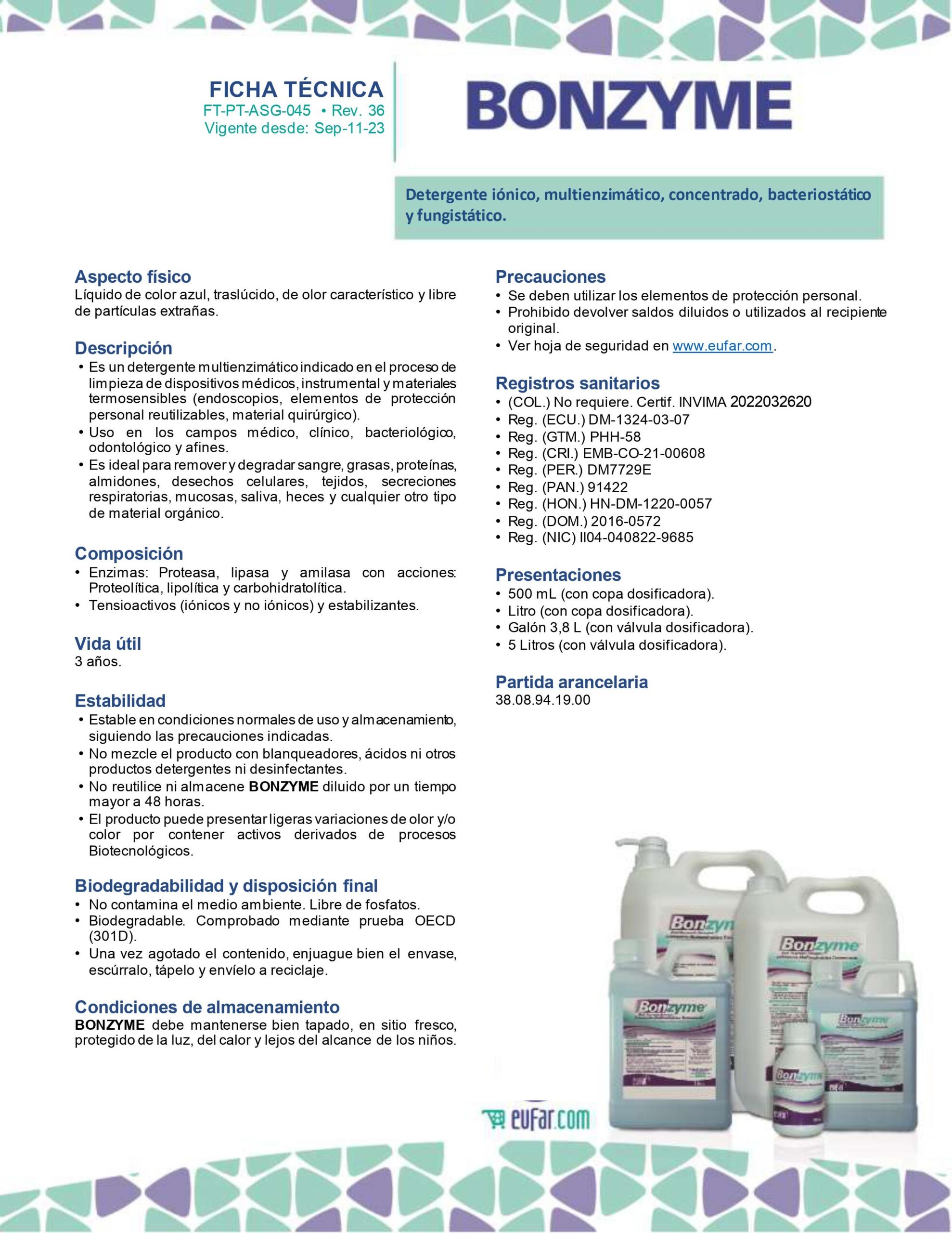 Bonzyme x Galon - Respira Medical - Equipos Médicos