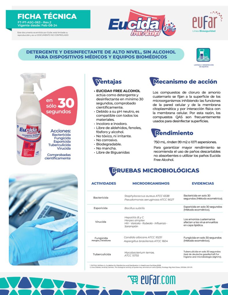 Eucida Free Alcohol x 750 ml_EUFAR - Respira Medical - Equipos Médicos